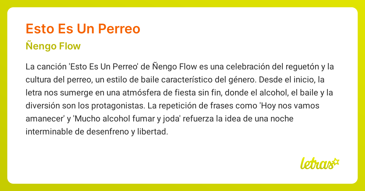 Significado de la canción ESTO ES UN PERREO (Ñengo Flow) - LETRAS.COM