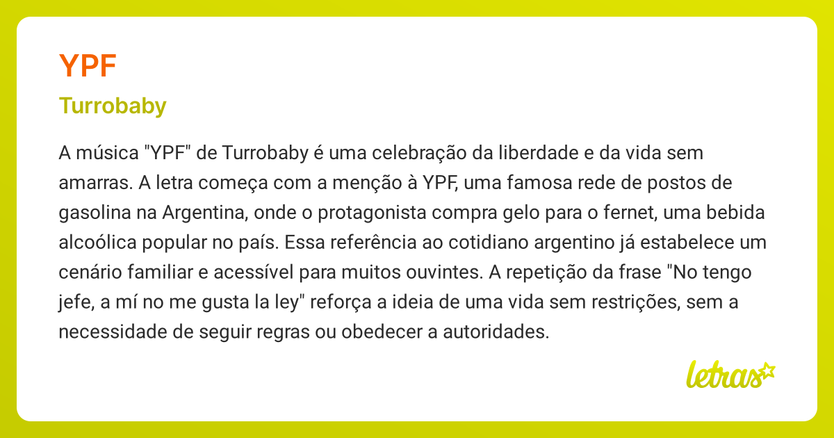 Significado da música YPF (Turrobaby) - LETRAS.MUS.BR