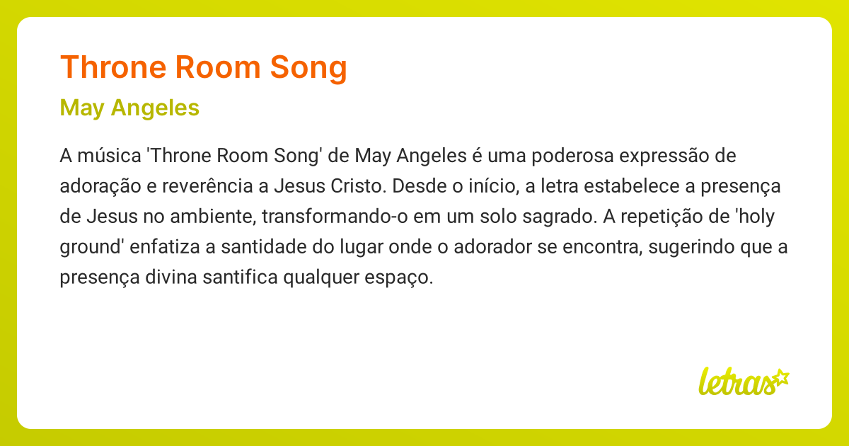 Significado da música THRONE ROOM SONG (May Angeles) - LETRAS.MUS.BR