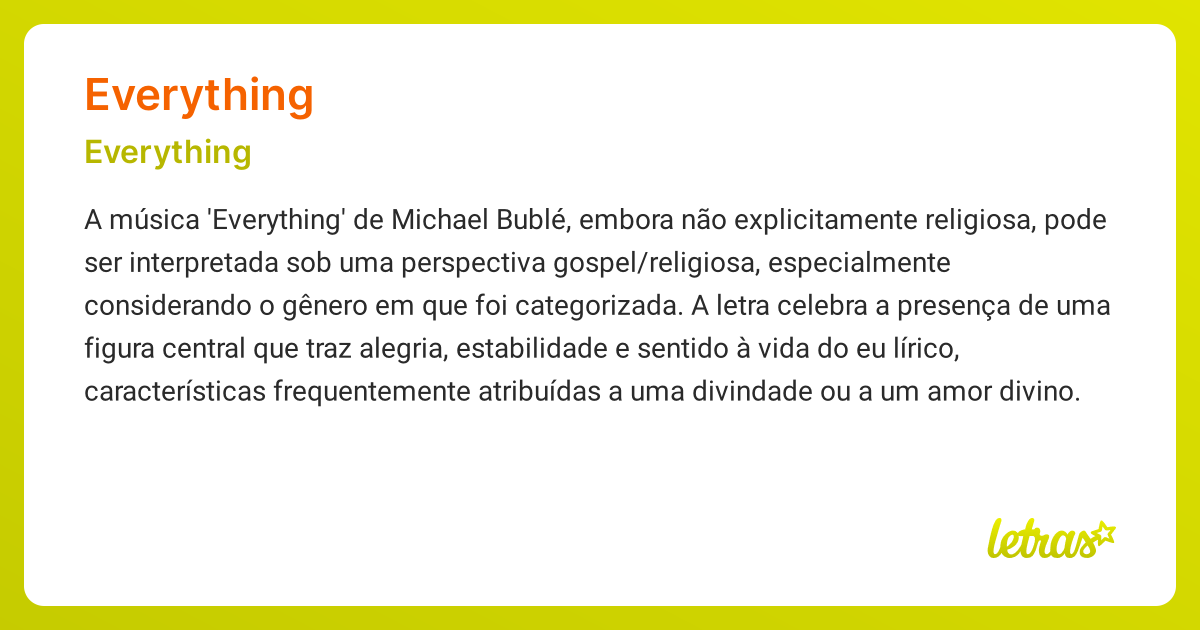 Significado da música EVERYTHING (Everything) - LETRAS.MUS.BR