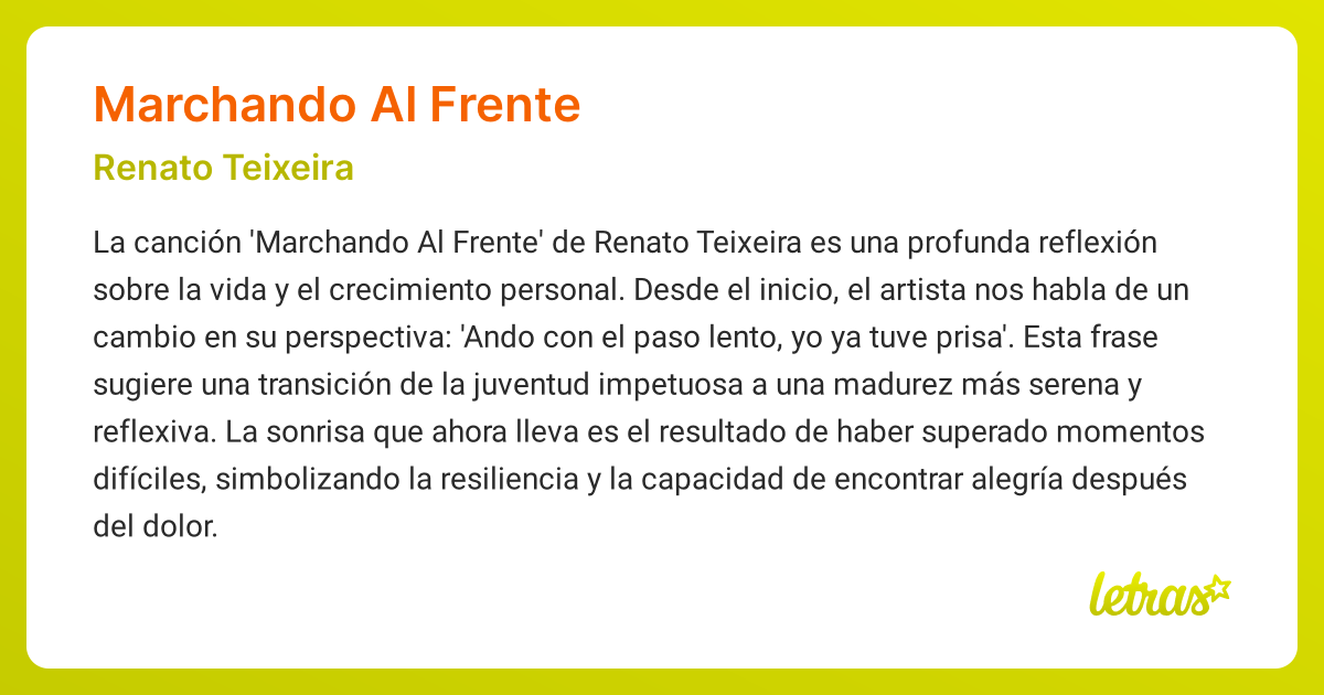 Significado de la canción MARCHANDO AL FRENTE (Renato Teixeira ...