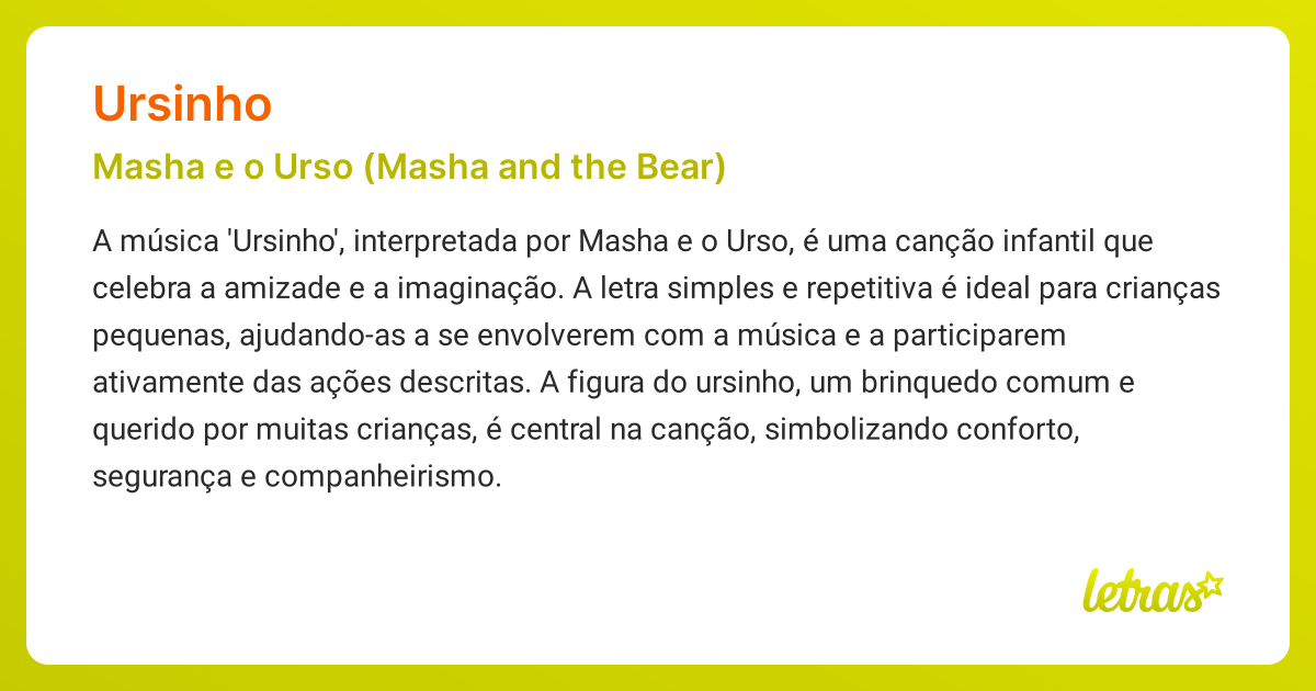 Significado da música URSINHO (Masha e o Urso (Masha and the Bear ...