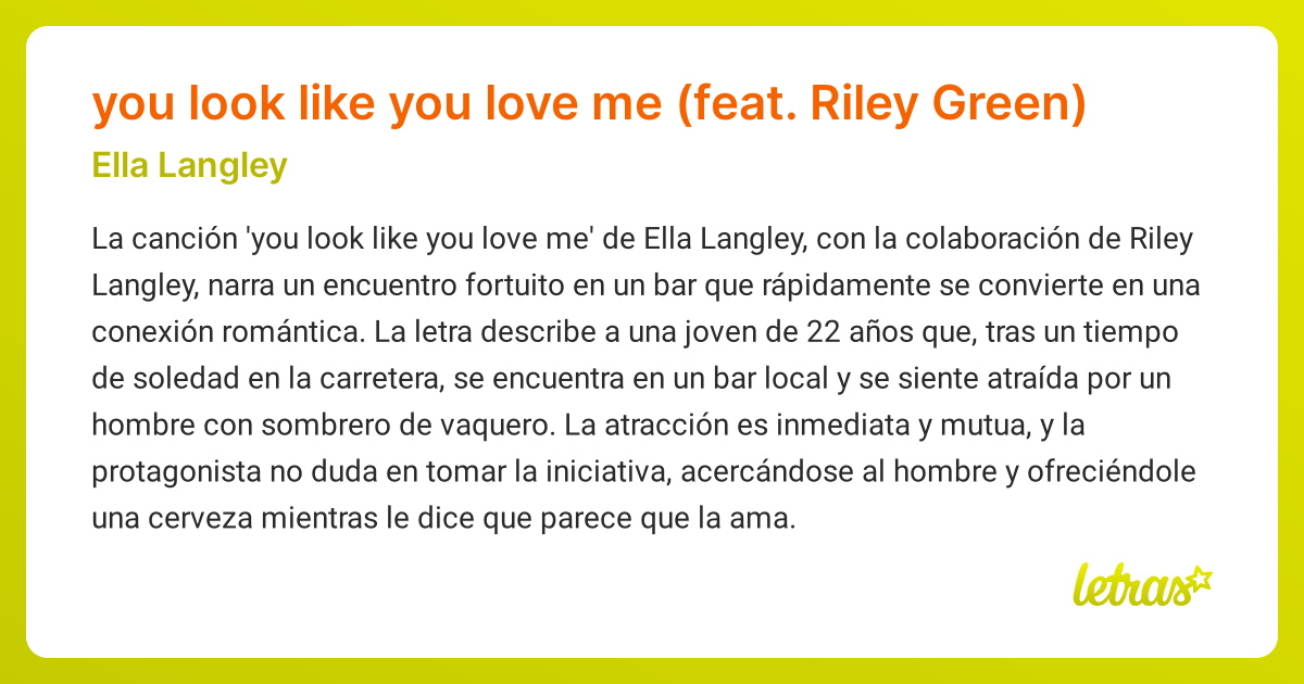 Significado de la canción you look like you love me (feat. Riley Green ...