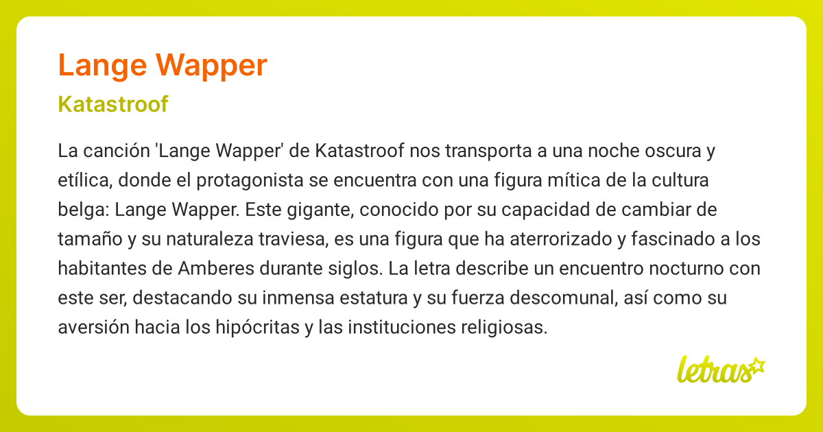 Significado de la canción LANGE WAPPER (Katastroof) - LETRAS.COM