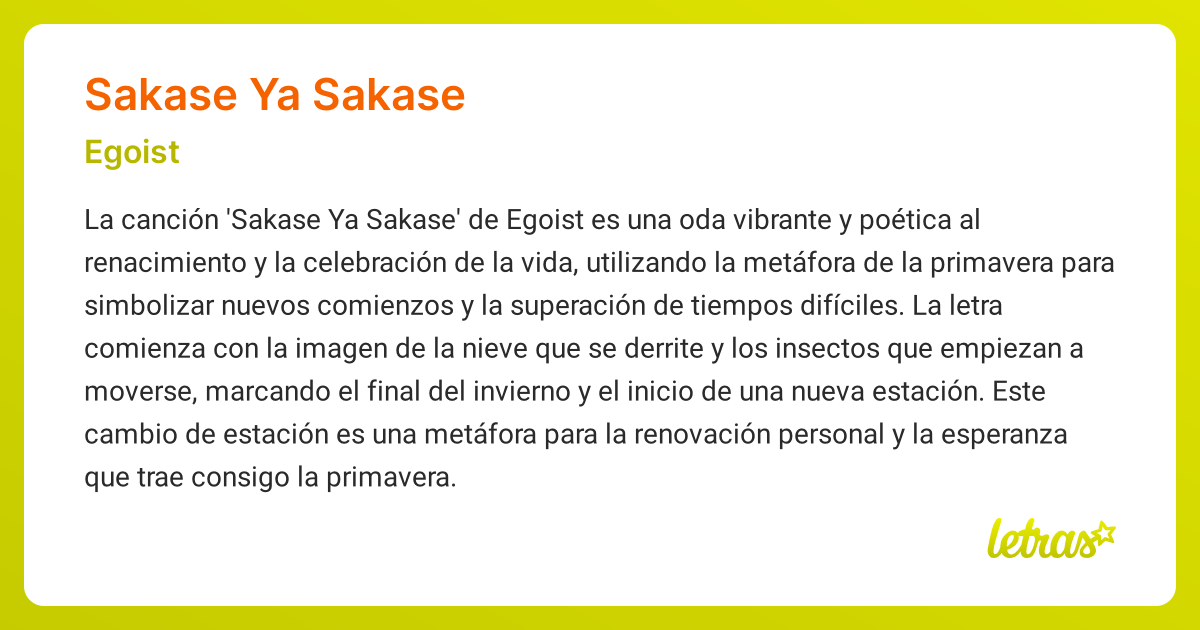 Significado de la canción SAKASE YA SAKASE (Egoist) - LETRAS.COM