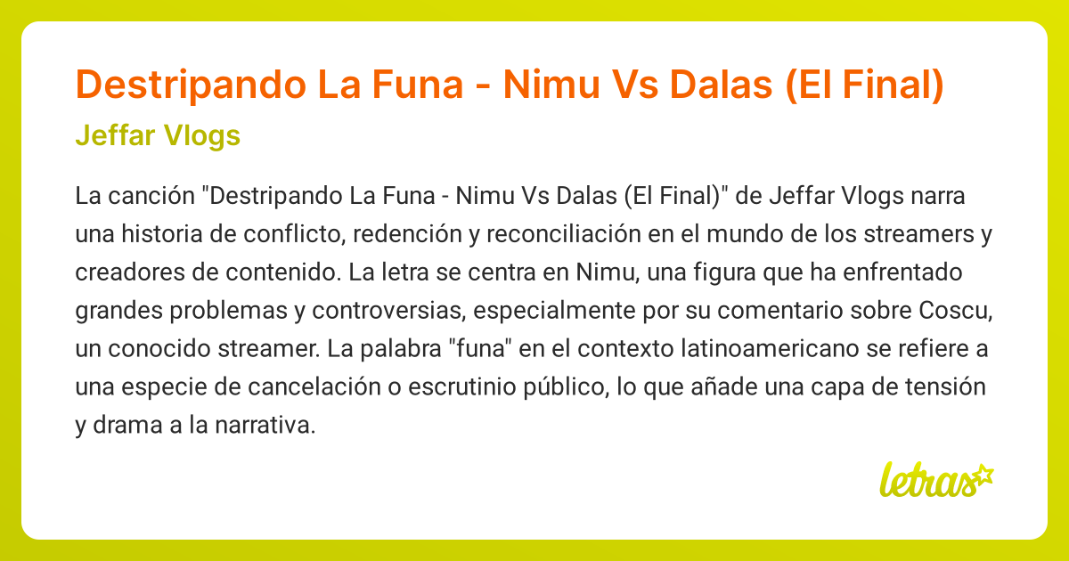 Significado de la canción Destripando La Funa - Nimu Vs Dalas (El Final ...