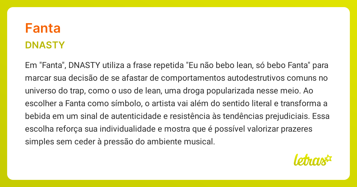 Significado da música FANTA (DNASTY) - LETRAS.MUS.BR