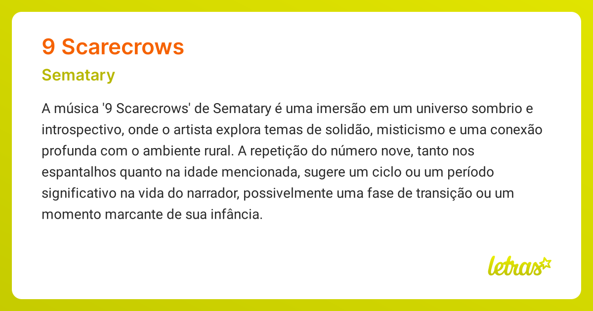 Significado da música 9 SCARECROWS (Sematary) - LETRAS.MUS.BR