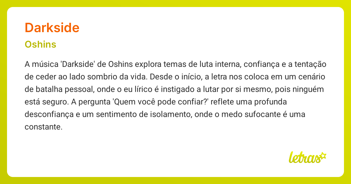 Significado da música DARKSIDE (Oshins) - LETRAS.MUS.BR