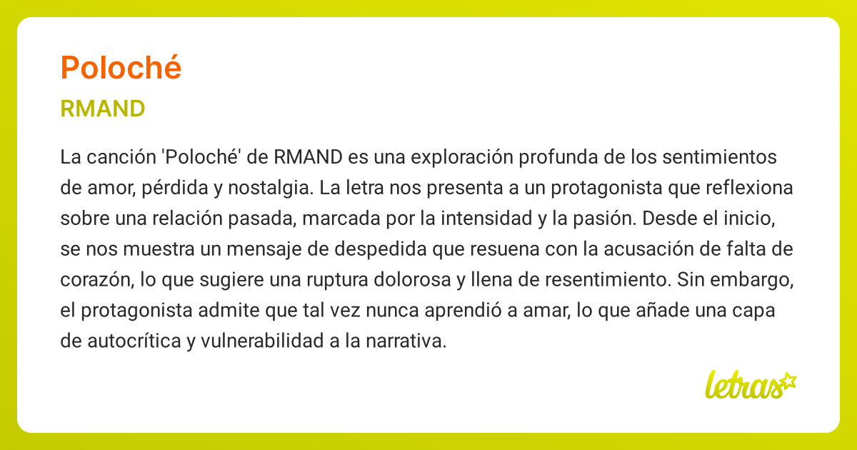 Significado de la canción POLOCHÉ (RMAND) - LETRAS.COM