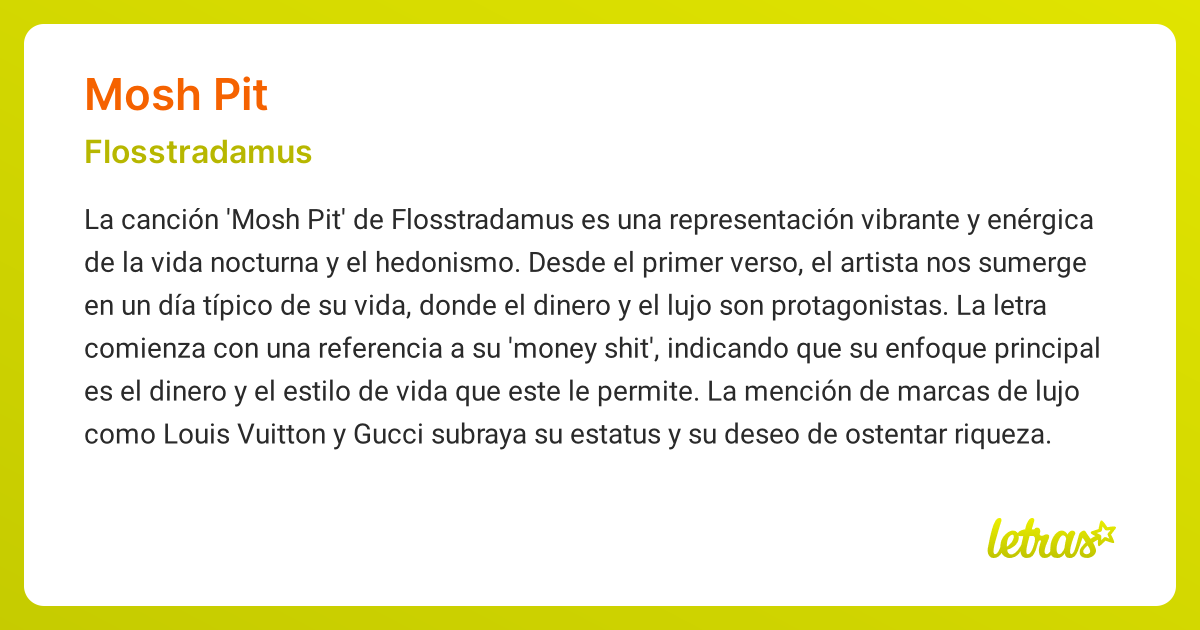 Significado de la canción MOSH PIT (Flosstradamus) - LETRAS.COM