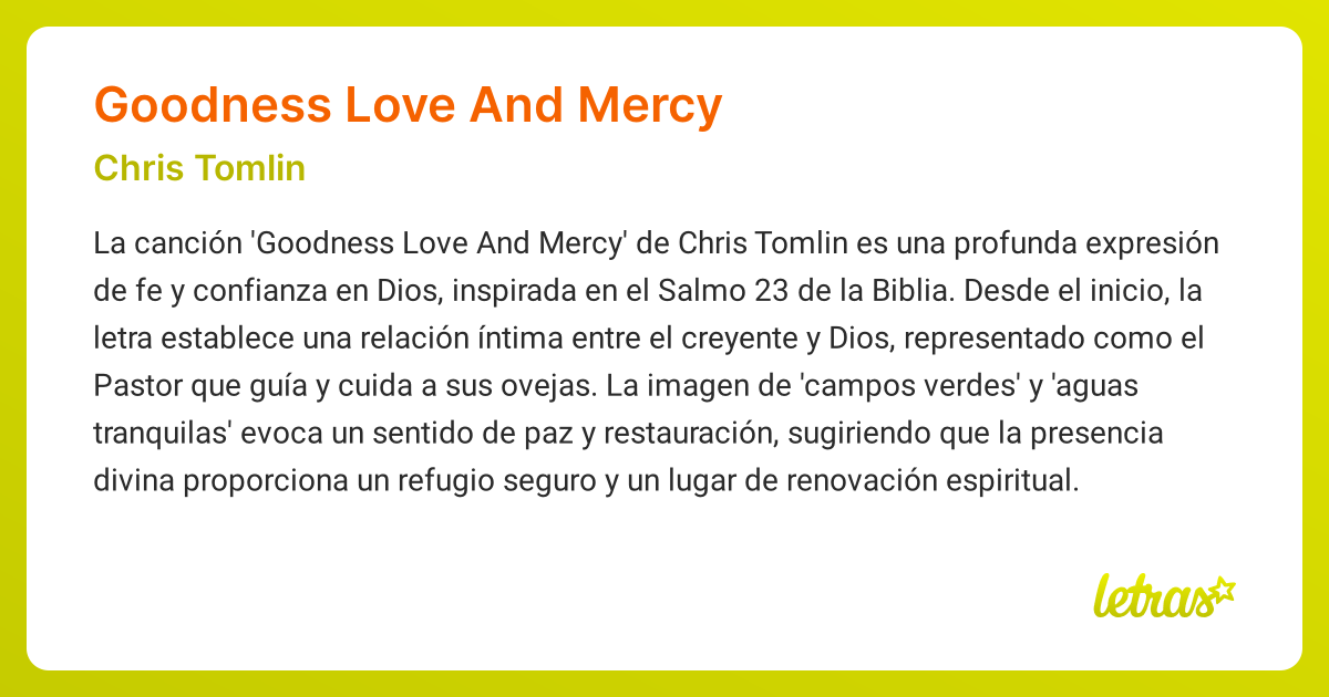 Significado de la canción GOODNESS LOVE AND MERCY (Chris Tomlin ...