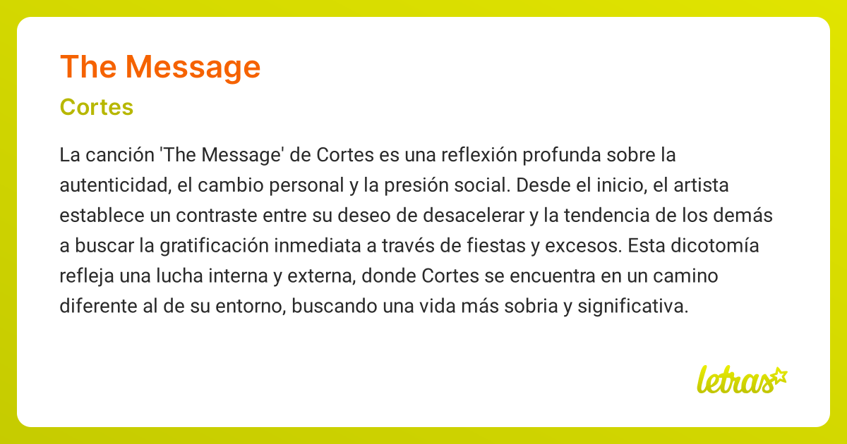 Significado de la canción THE MESSAGE (Cortes) - LETRAS.COM