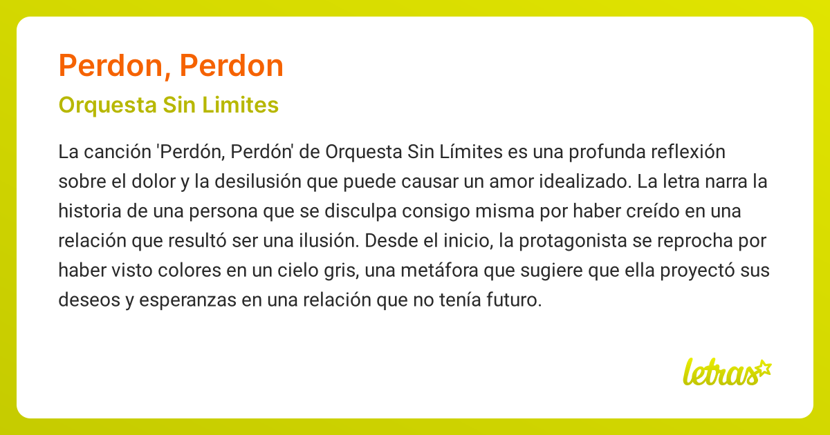 Significado de la canción PERDON, PERDON (Orquesta Sin Limites ...