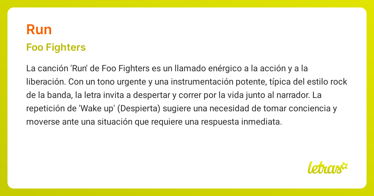 Significado de la canción RUN (Foo Fighters) - LETRAS.COM