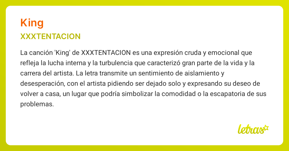 Significado De La Canción King Xxxtentacion Letrascom
