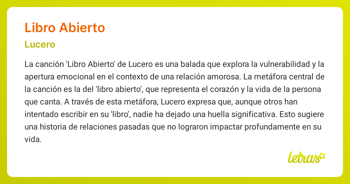 Significado de la canción LIBRO ABIERTO (Lucero) - LETRAS.COM