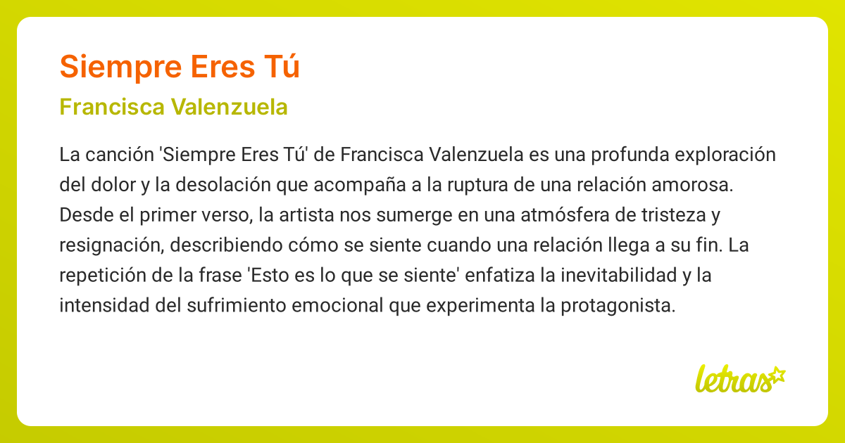 Significado de la canción SIEMPRE ERES TÚ (Francisca Valenzuela ...