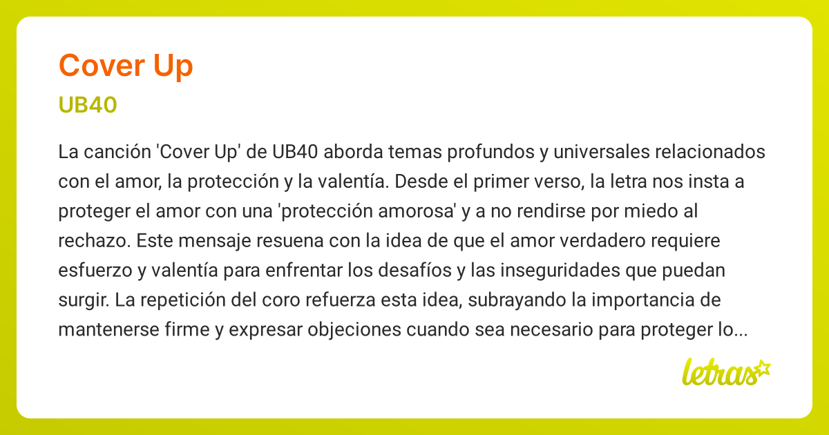 Significado de la canción COVER UP (UB40) - LETRAS.COM