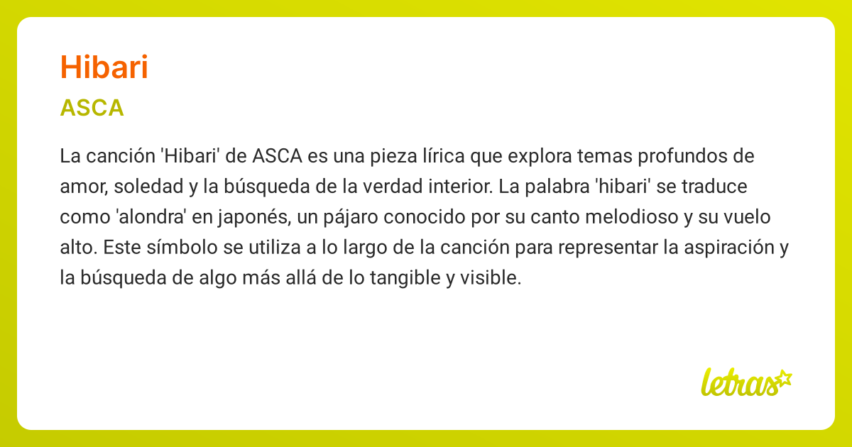 Significado de la canción HIBARI (ASCA) - LETRAS.COM