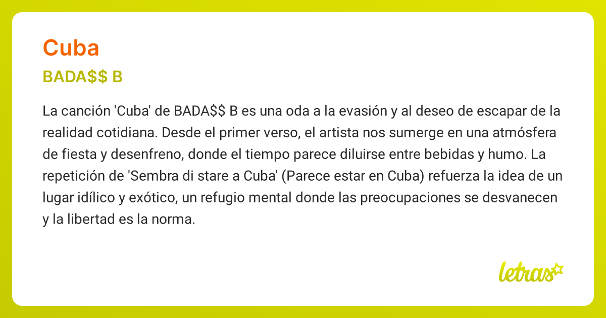 Significado de la canción CUBA (BADA$$ B) - LETRAS.COM