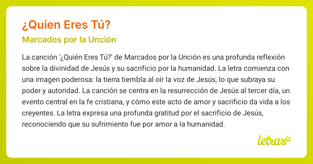 Significado de la canción ¿QUIEN ERES TÚ? (Marcados por la Unción ...