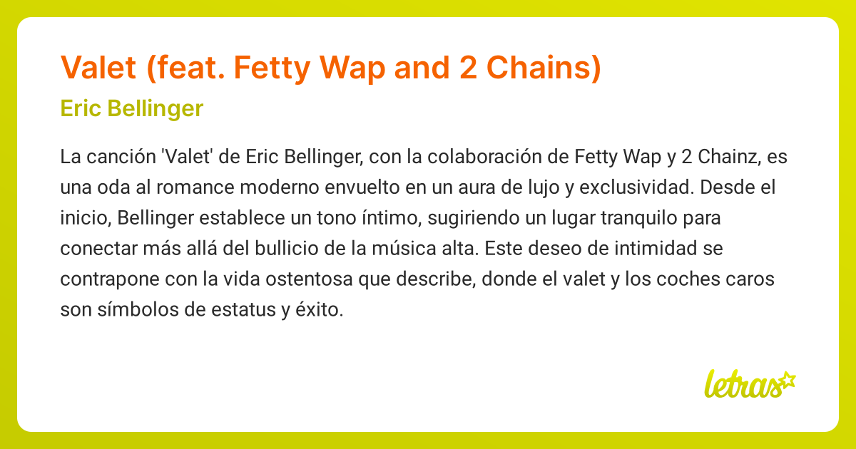 Significado de la canción Valet (feat. Fetty Wap and 2 Chains) (Eric ...