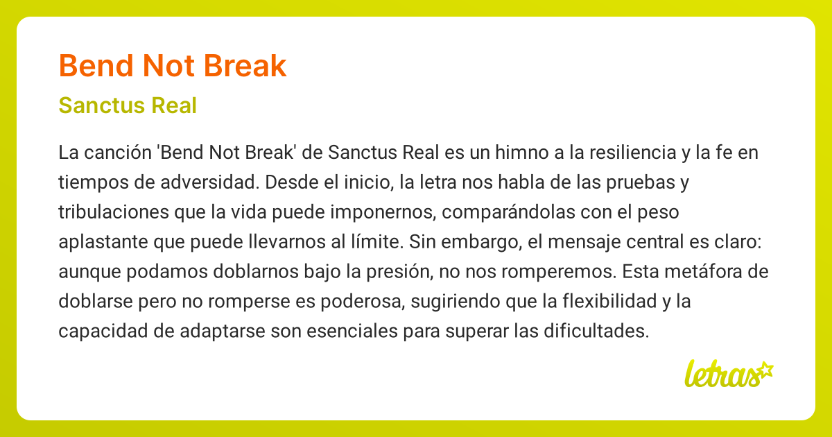 Significado de la canción BEND NOT BREAK (Sanctus Real) - LETRAS.COM