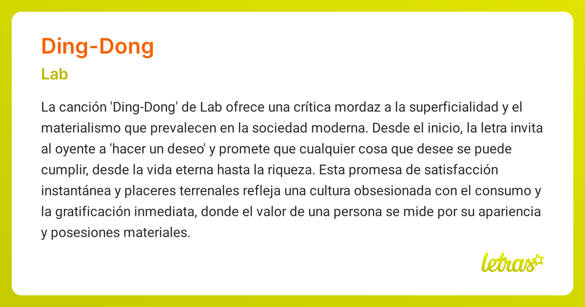 Significado de la canción DING-DONG (Lab) - LETRAS.COM