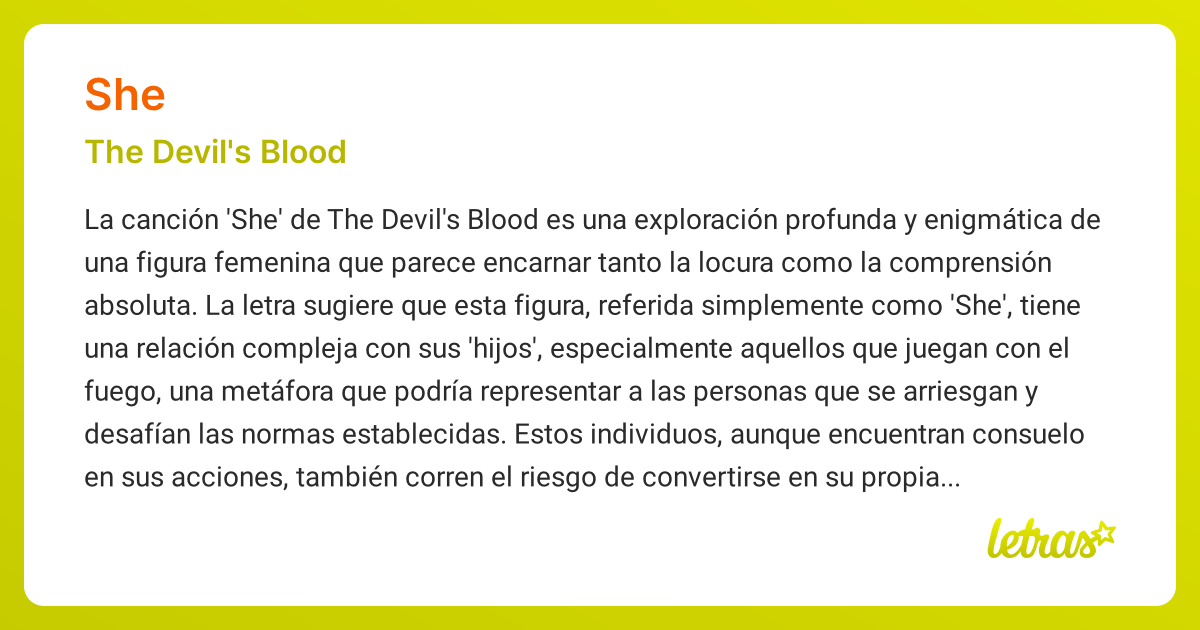 Significado de la canción SHE (The Devil's Blood) - LETRAS.COM
