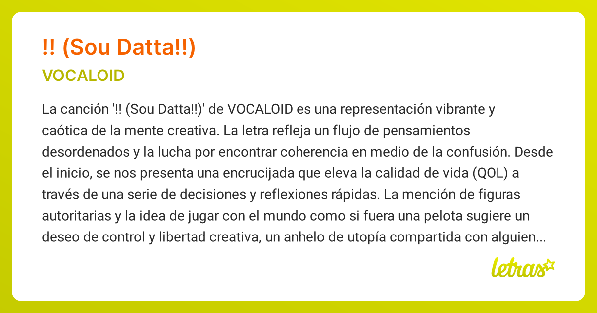Significado de la canción そうだった!! (Sou Datta!!) (VOCALOID) - LETRAS.COM