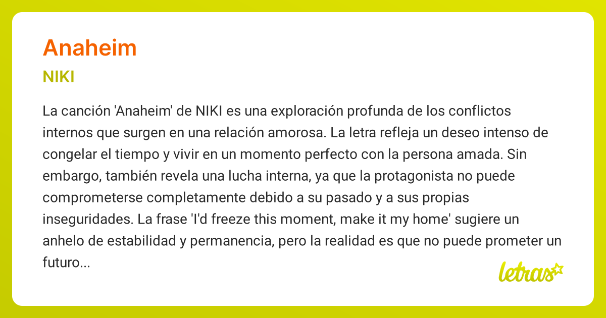 Significado de la canción ANAHEIM (NIKI) - LETRAS.COM