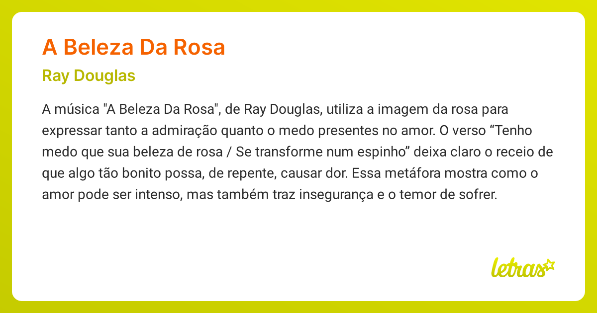 Significado da música A BELEZA DA ROSA (Ray Douglas) - LETRAS.MUS.BR