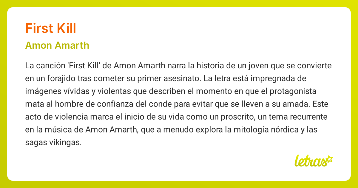 Significado de la canción FIRST KILL (Amon Amarth) - LETRAS.COM
