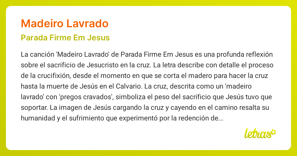 Significado de la canción MADEIRO LAVRADO (Parada Firme Em Jesus ...
