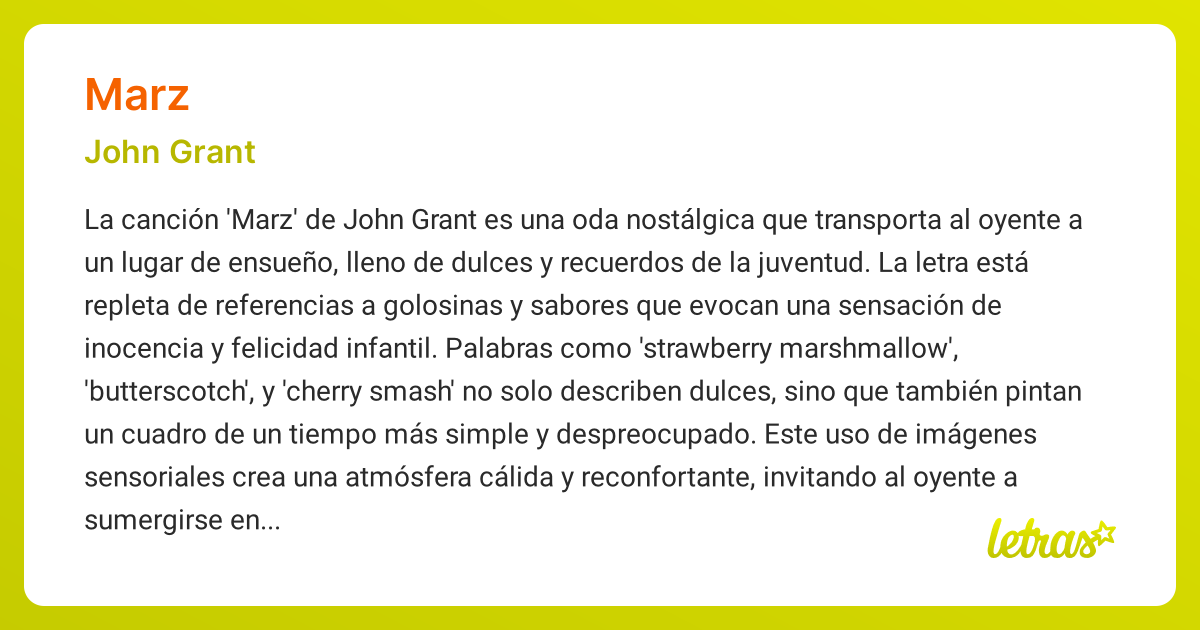 Significado de la canción MARZ (John Grant) - LETRAS.COM