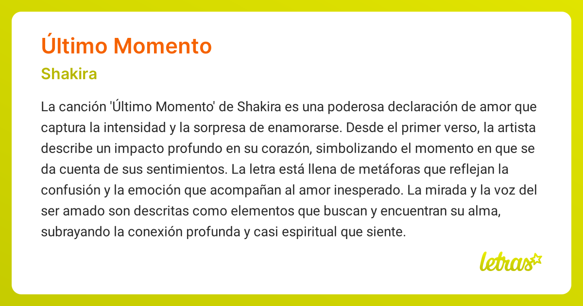 Significado de la canción ÚLTIMO MOMENTO (Shakira) - LETRAS.COM