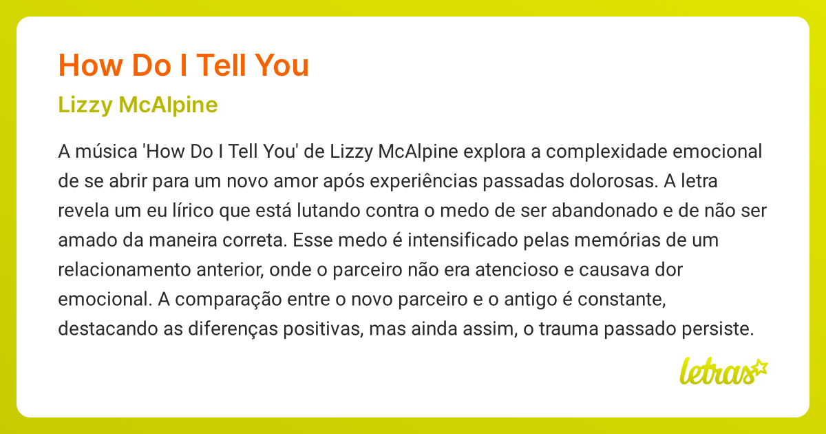 Significado da música HOW DO I TELL YOU (Lizzy McAlpine) - LETRAS.MUS.BR