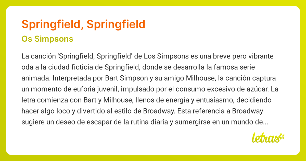 Significado de la canción SPRINGFIELD, SPRINGFIELD (Os Simpsons ...