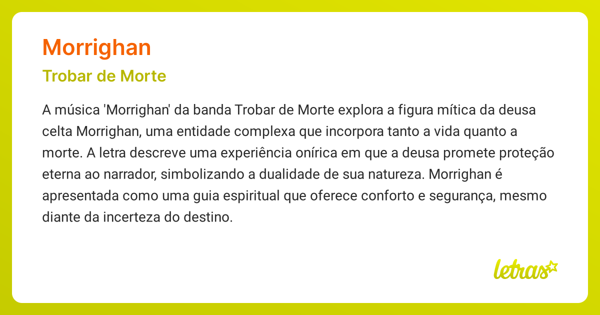 Significado da música MORRIGHAN (Trobar de Morte) - LETRAS.MUS.BR
