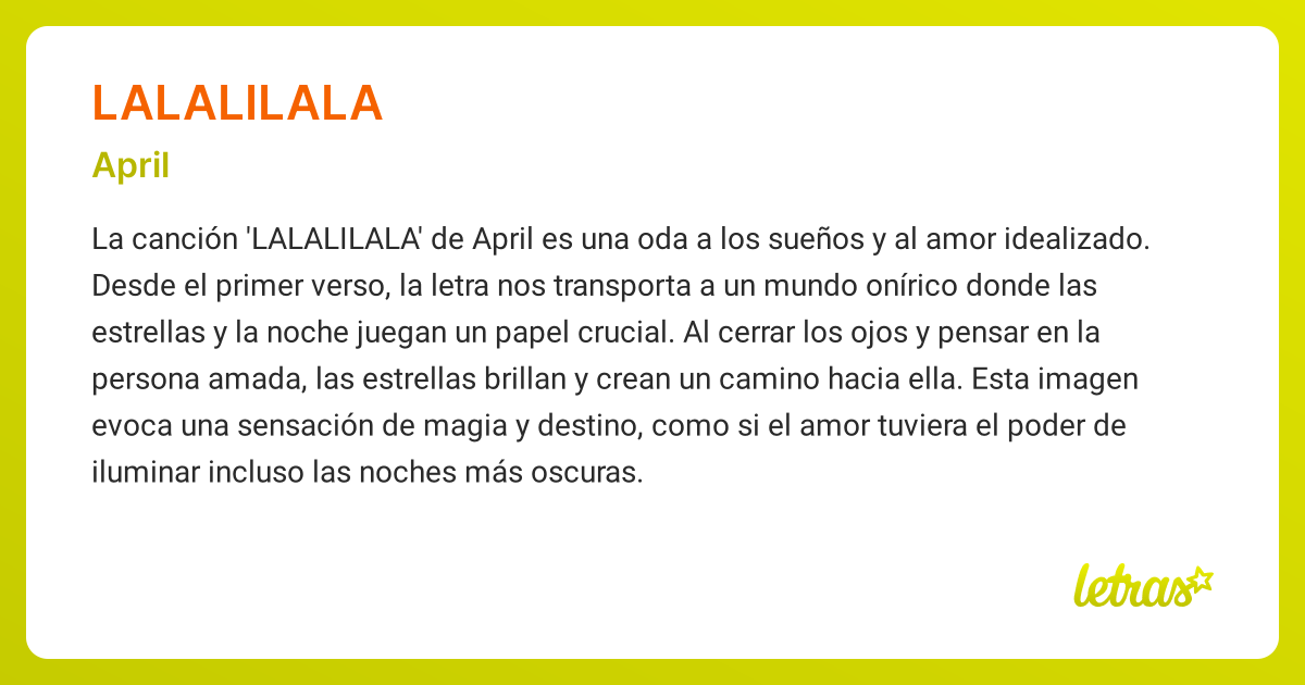 Significado de la canción LALALILALA (April) - LETRAS.COM