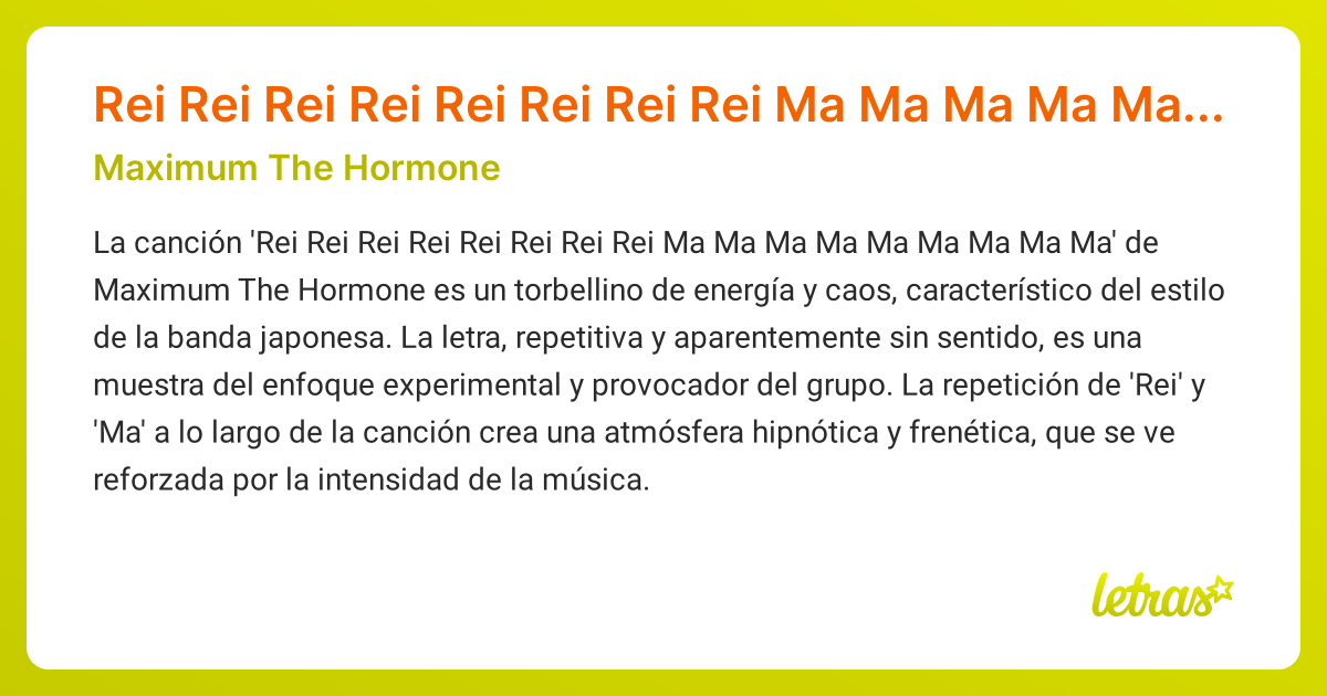 Significado de la canción Rei Rei Rei Rei Rei Rei Rei Rei Ma Ma Ma Ma Ma Ma Ma Ma Ma (Maximum ...