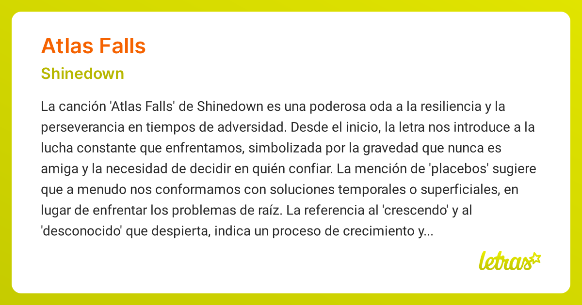 Significado de la canción ATLAS FALLS (Shinedown) - LETRAS.COM