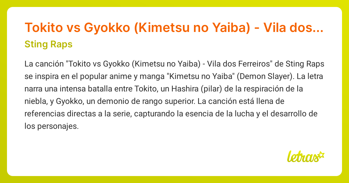 Significado de la canción Tokito vs Gyokko (Kimetsu no Yaiba) - Vila ...