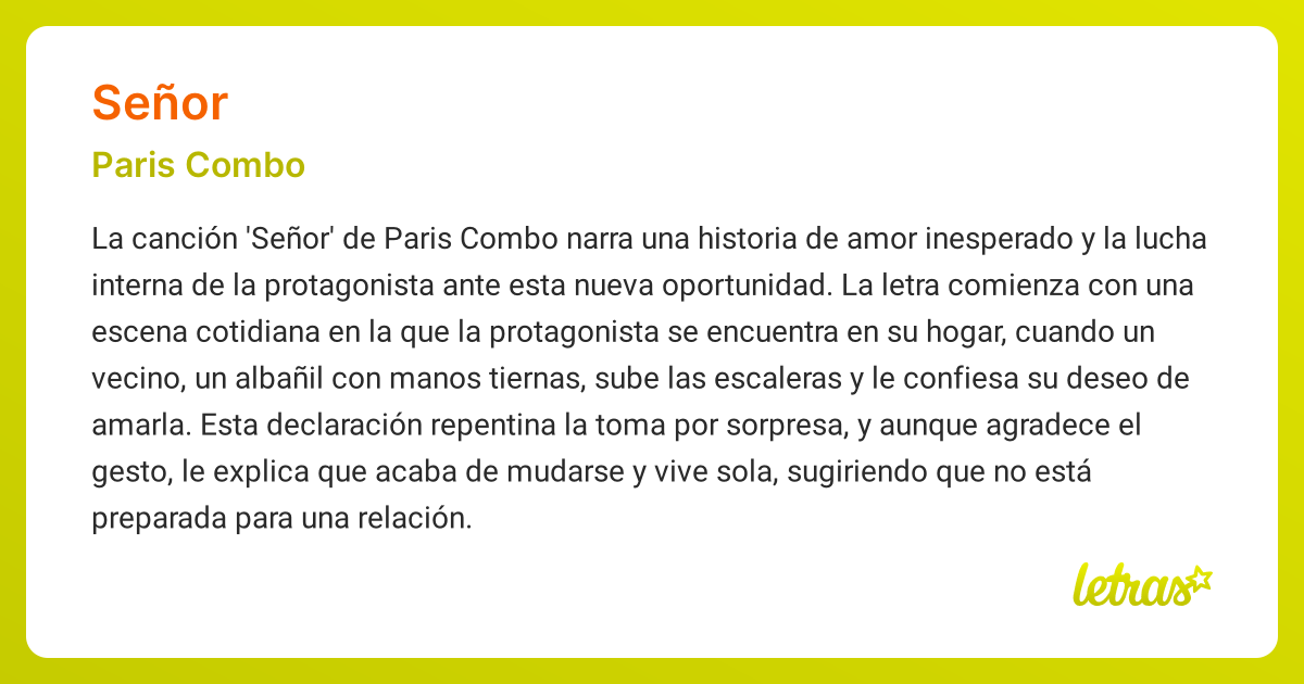 Significado de la canción SEÑOR (Paris Combo) - LETRAS.COM