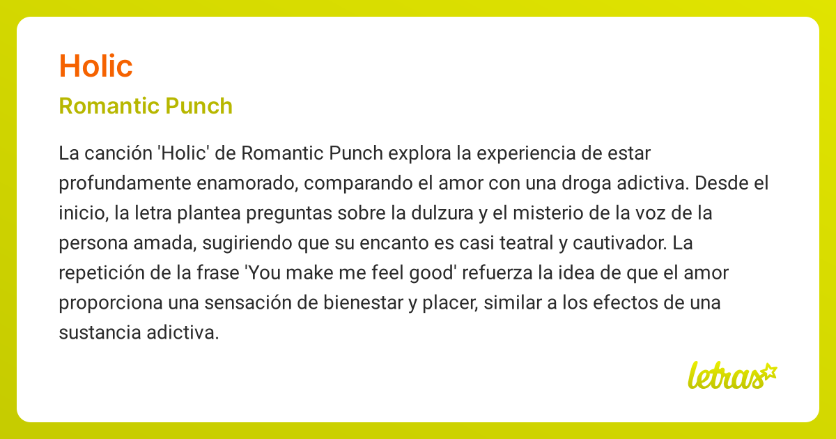 Significado de la canción HOLIC (Romantic Punch) - LETRAS.COM