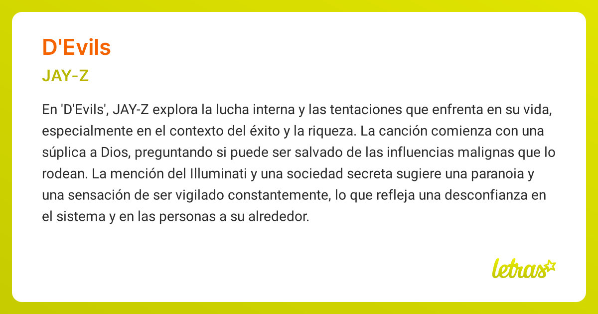Significado de la canción D'EVILS (JAY-Z) - LETRAS.COM