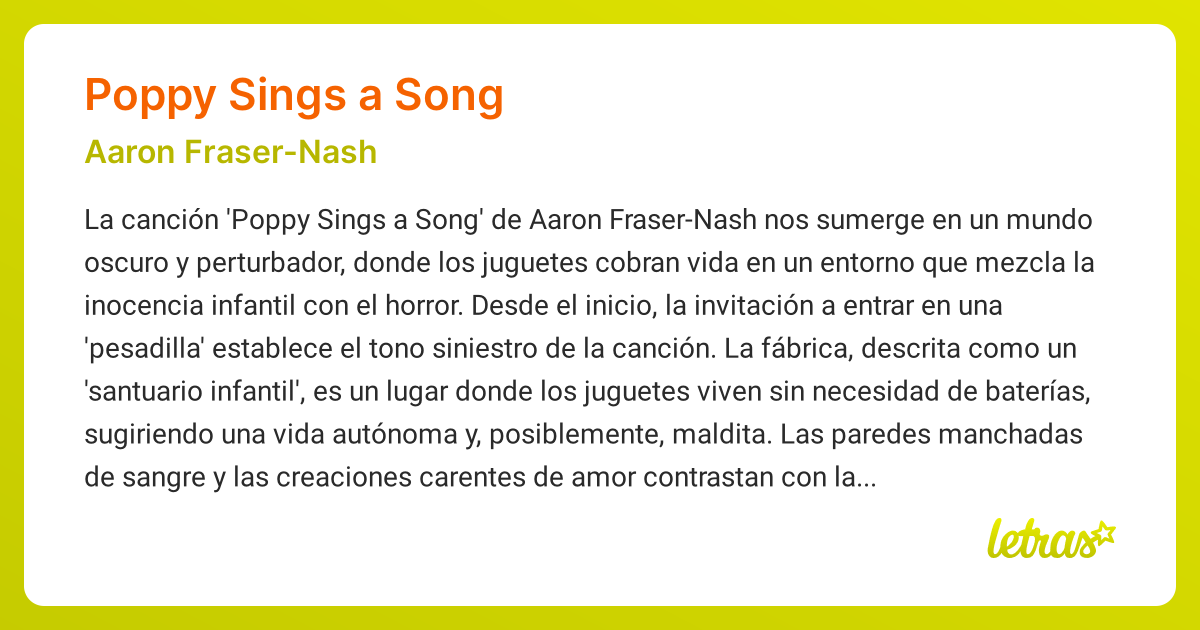 Significado de la canción POPPY SINGS A SONG (Aaron Fraser-Nash ...