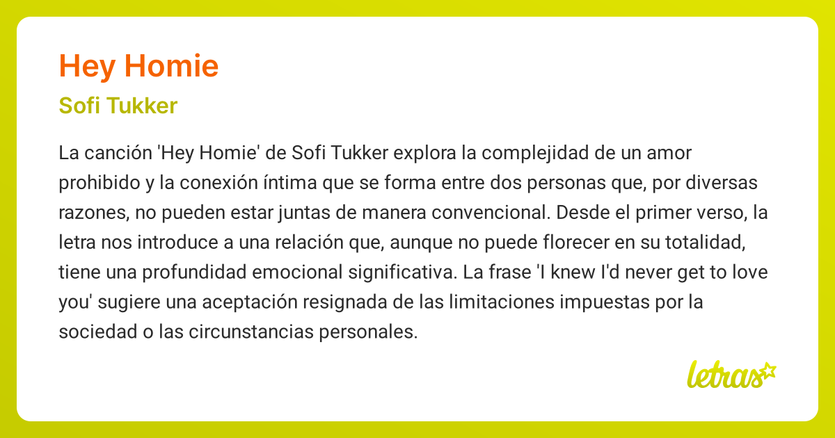 Significado de la canción HEY HOMIE (Sofi Tukker) - LETRAS.COM