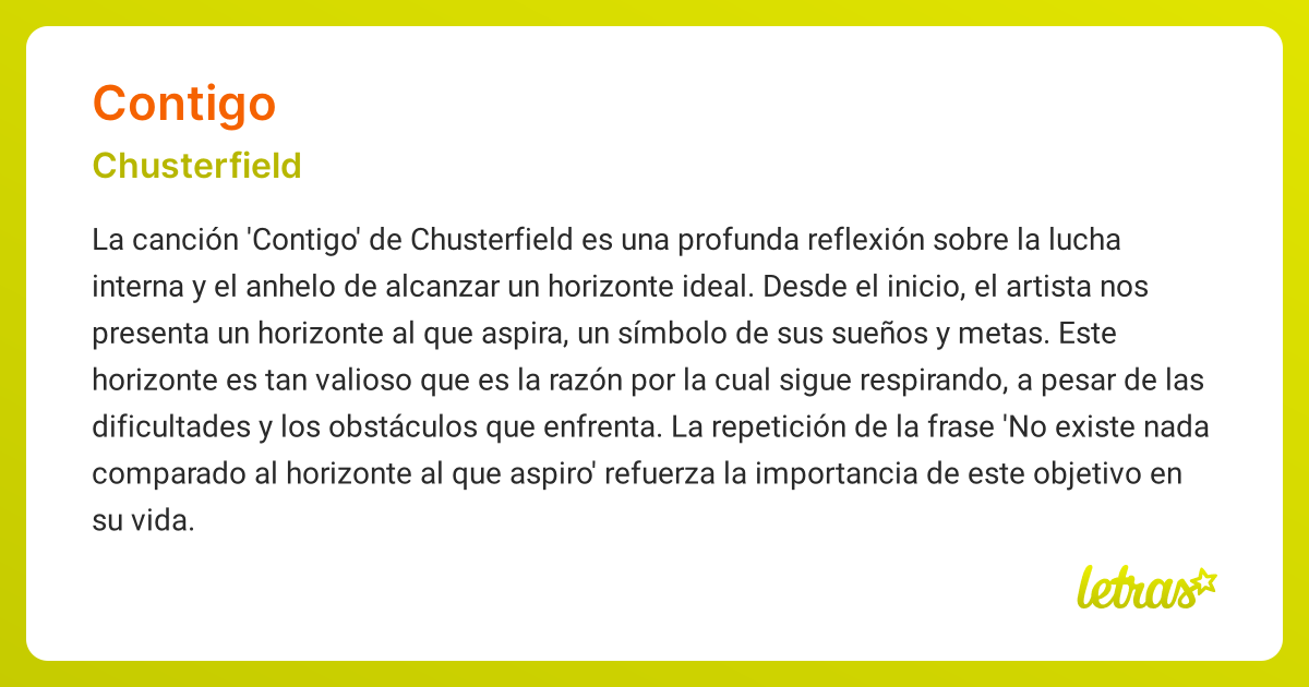 Significado de la canción CONTIGO (Chusterfield) - LETRAS.COM